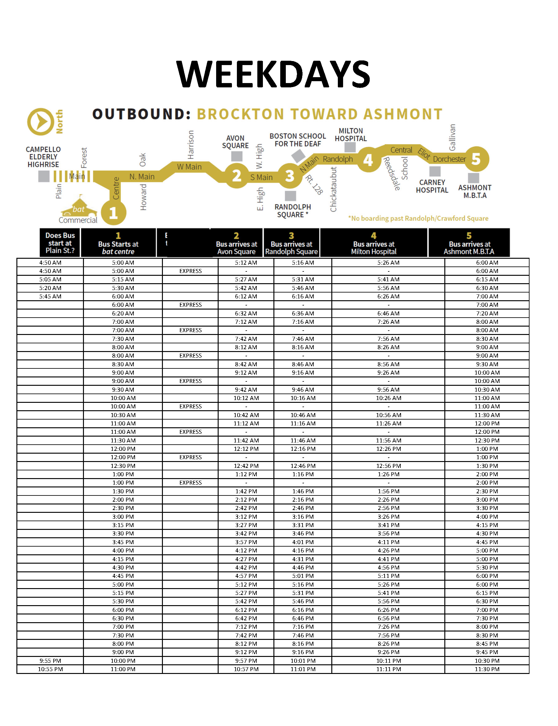 New Ashmont Schedule Effective October 29, 2023 – BAT